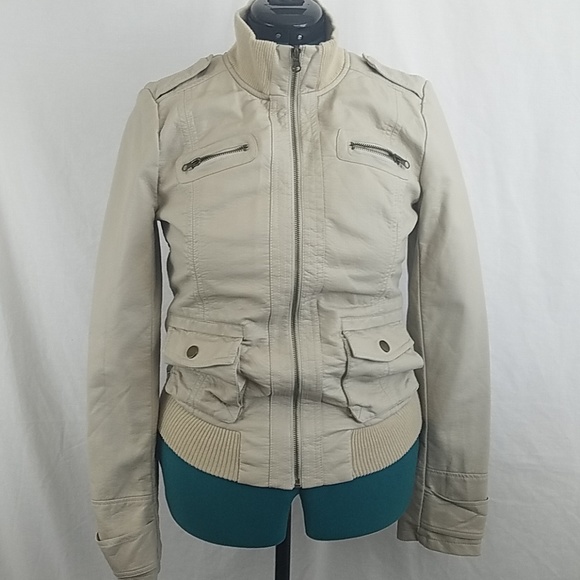 New Look | Jackets & Coats | Cream Moto Faux Leather Jacket | Poshmark